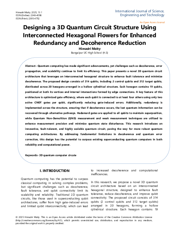 (PDF) Designing a 3D Quantum Circuit Structure Using Interconnected Hexagonal Flowers for ...