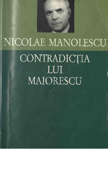 (PDF) Manolescu, Nicolae - Contradictia lui Maiorescu