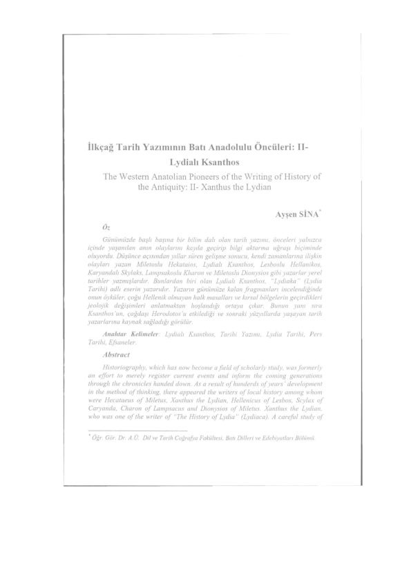 (PDF) The Western Anatolian Pioneers of the Writing of History of the ...