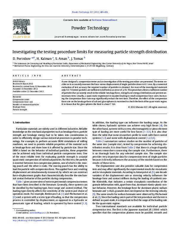 (PDF) Investigating the testing procedure limits for measuring particle ...