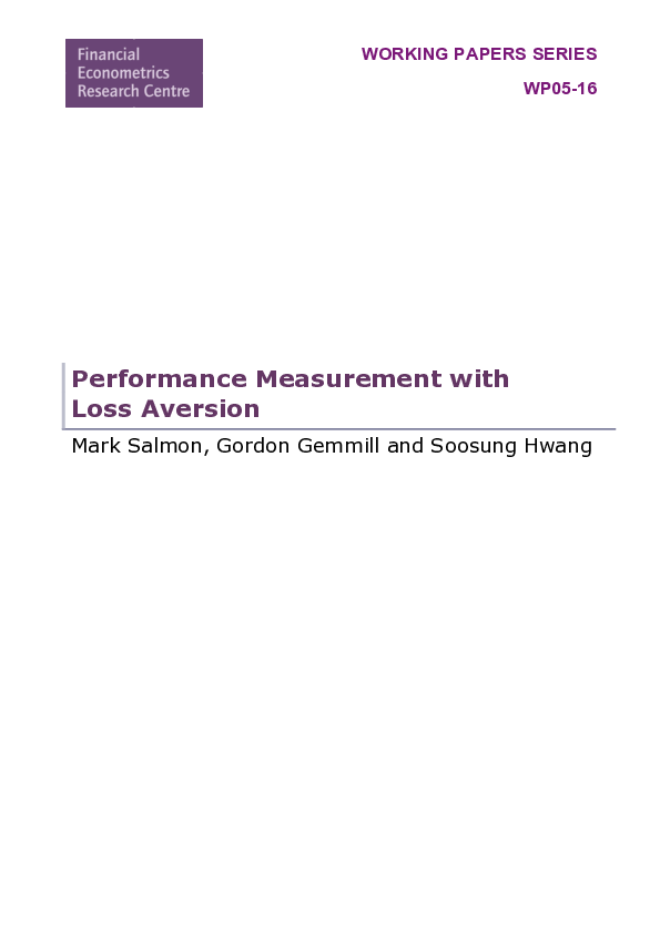 (PDF) Performance Measurement with Loss Aversion