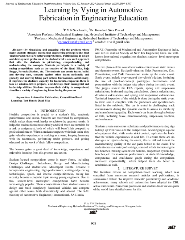 (PDF) Learning by Vying in Automotive Fabrication in Engineering Education