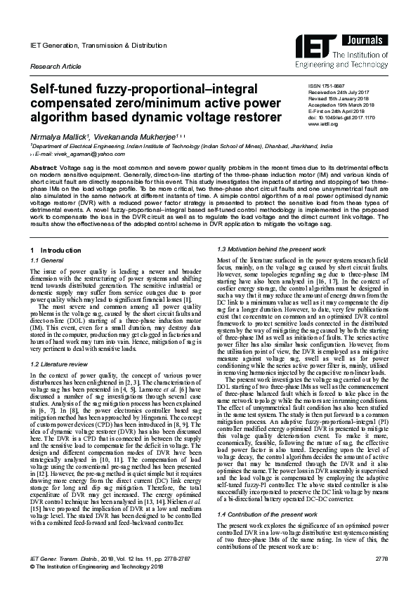 (PDF) Self‐tuned fuzzy‐proportional–integral compensated zero/minimum active power algorithm ...