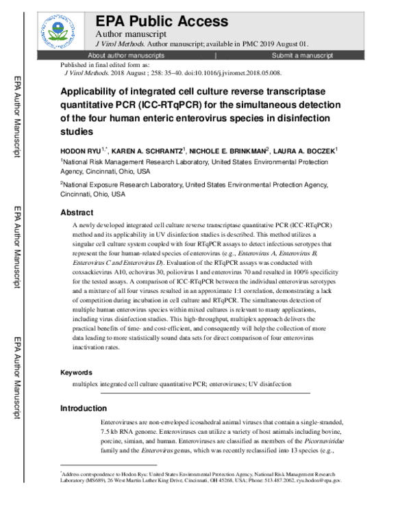 (PDF) Applicability of integrated cell culture reverse transcriptase quantitative PCR (ICC ...