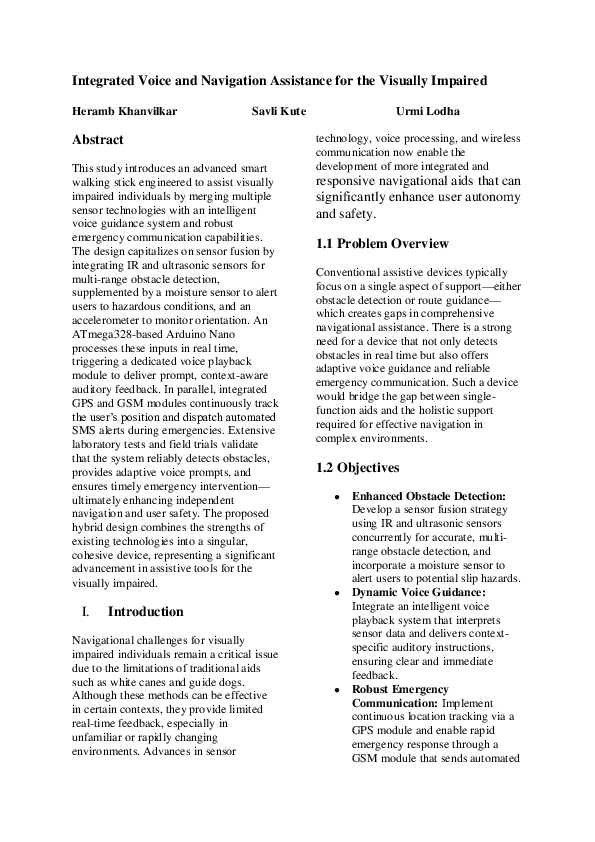 (PDF) Integrated Voice and Navigation Assistance for the Visually Impaired