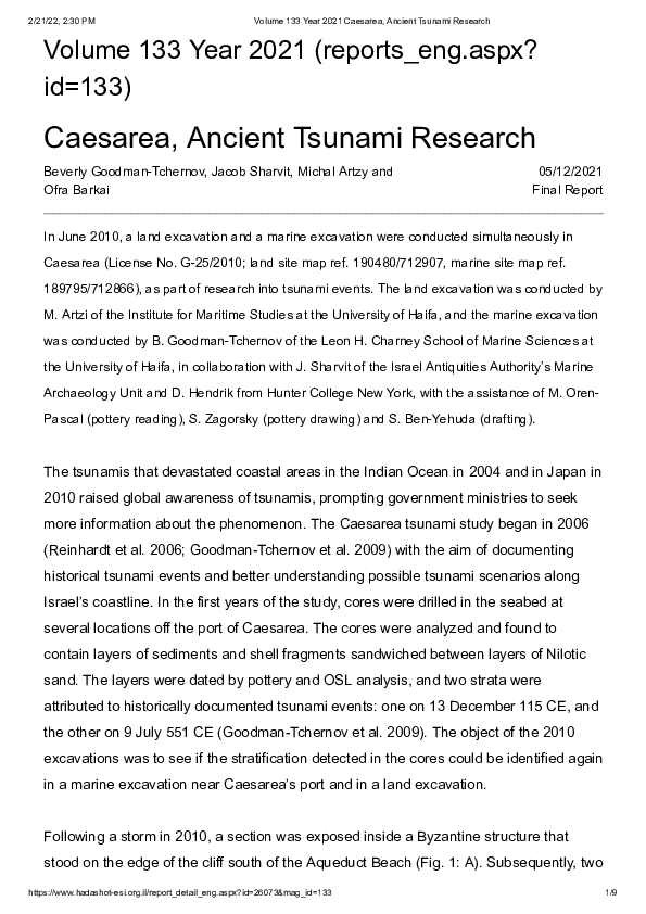 (PDF) Volume 133 Year 2021 Caesarea Ancient Ts
