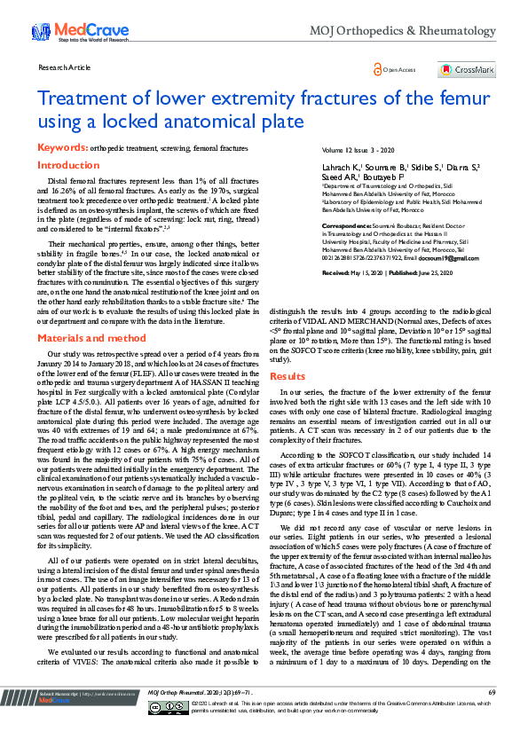 (PDF) Treatment of lower extremity fractures of the femur using a ...