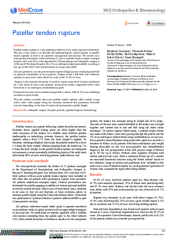 (PDF) Patellar tendon rupture