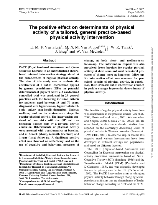 (PDF) The positive effect on determinants of physical activity of a ...
