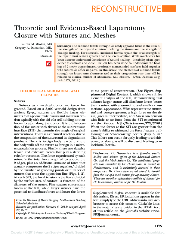 (PDF) Theoretic and Evidence-Based Laparotomy Closure with Sutures and ...