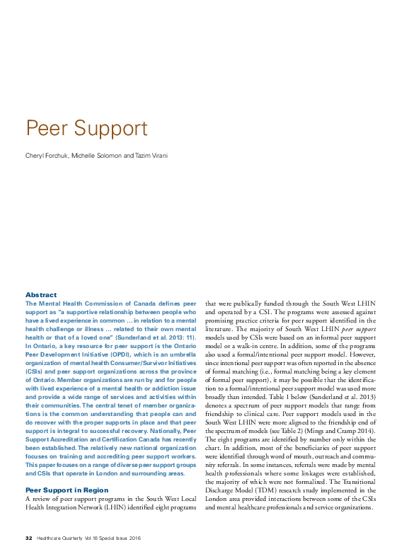 (PDF) Peer Support