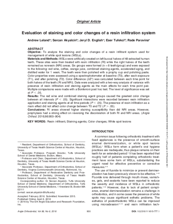 (PDF) Evaluation of staining and color changes of a resin infiltration ...