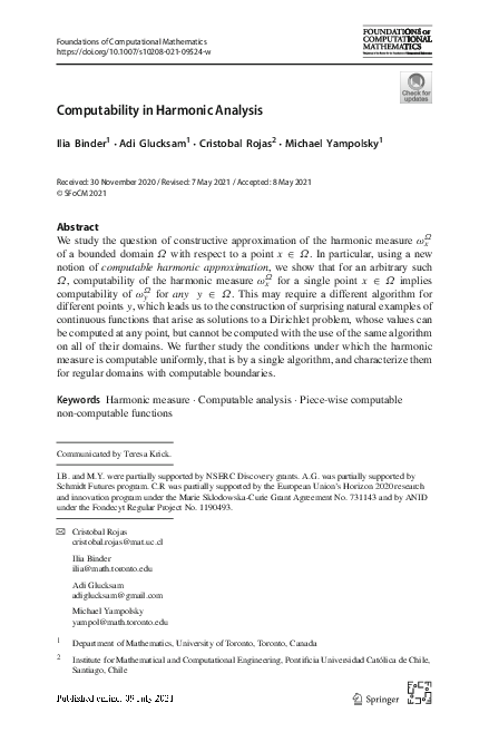 (PDF) Computability in Harmonic Analysis