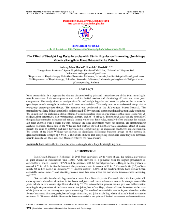 (PDF) The Effect of Straight Leg Raise Exercise with Static Bicycles on ...