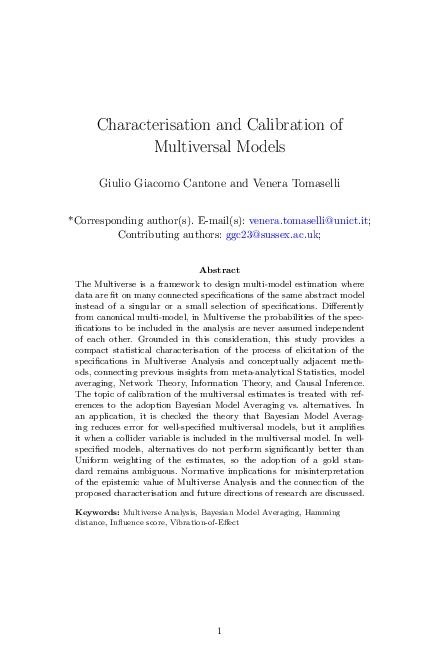 (PDF) Characterisation and Calibration of Multiversal Models