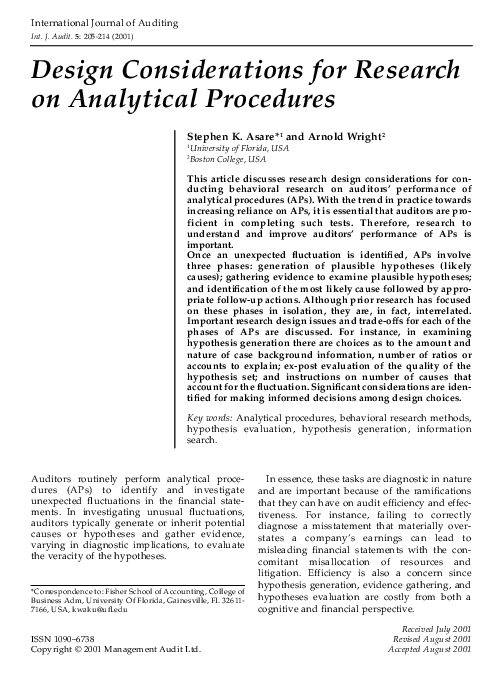 (PDF) Design Considerations for Research on Analytical Procedures