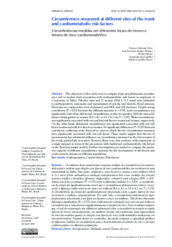 (PDF) Circumference measured at different sites of the trunk and ...