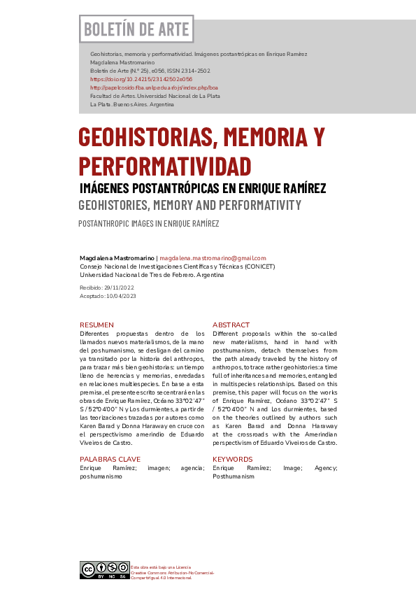 (PDF) Geohistorias, memoria y performatividad
