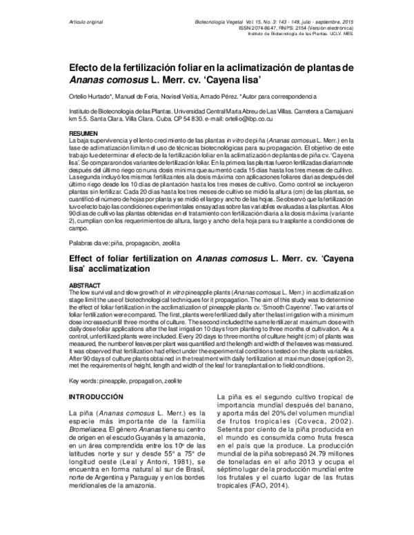 (PDF) Efecto de la fertilización foliar en la aclimatización de plantas ...