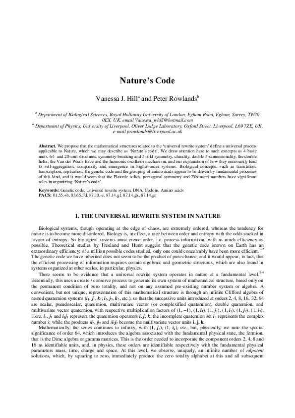 (PDF) Nature’s Code