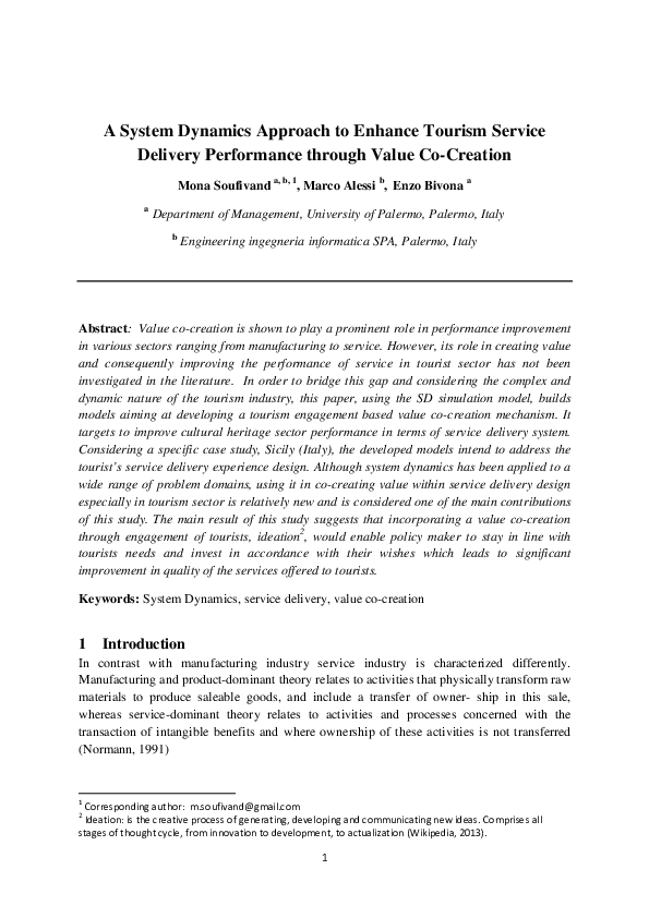 (PDF) A System Dynamics Approach to Enhance Tourism Service Delivery ...