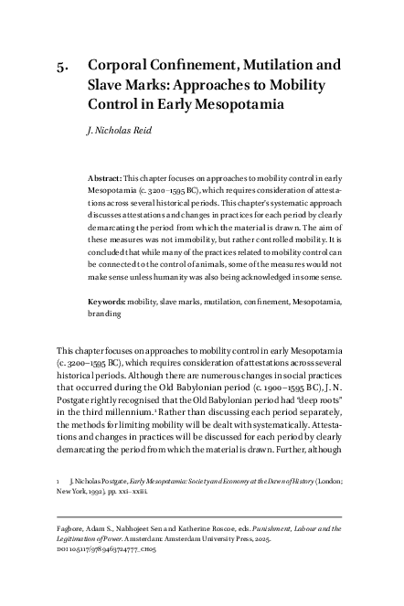 (PDF) Corporal Confinement, Mutilation and Slave Marks : Approaches to ...