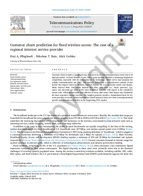 (PDF) Customer churn prediction for fixed wireless access: The case of ...