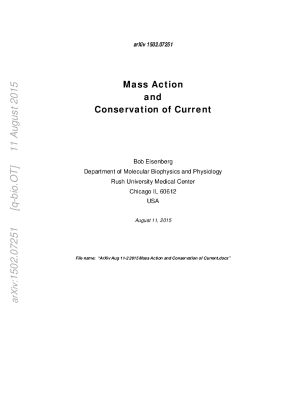 (PDF) Mass Action and Conservation of Current