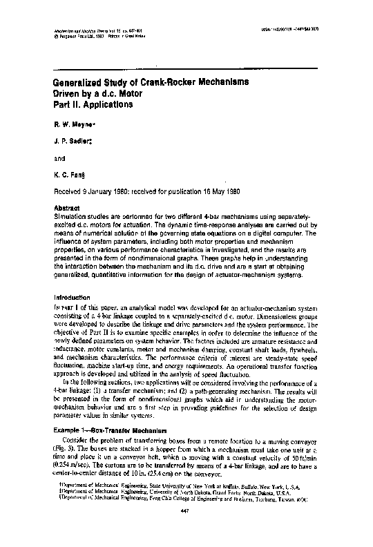 (PDF) Generalized study of crank-rocker mechanisms driven by a d.c ...