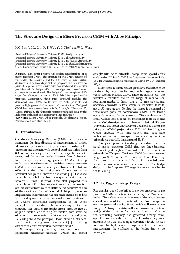 (PDF) The Structure Design of a Micro-precision CMM with Abbé Principle