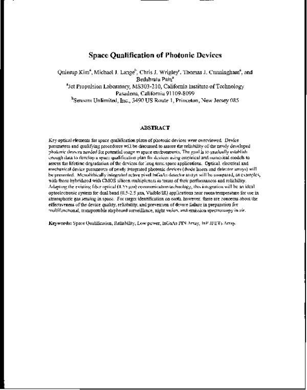 (PDF) Space qualification of photonic devices