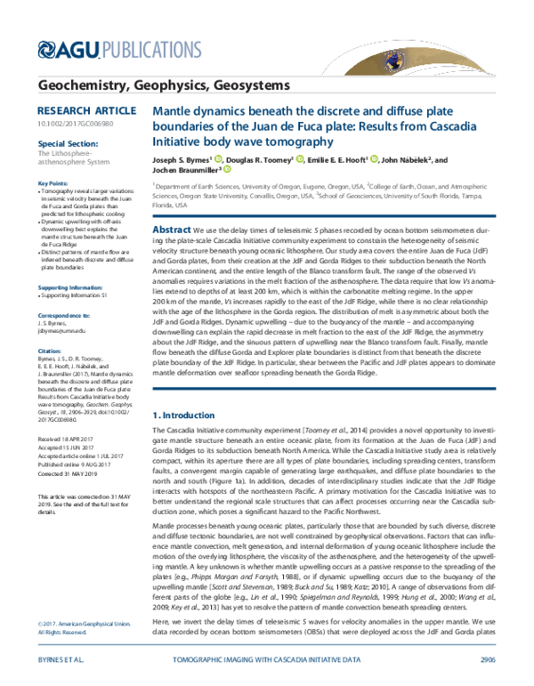 (PDF) Mantle dynamics beneath the discrete and diffuse plate boundaries ...
