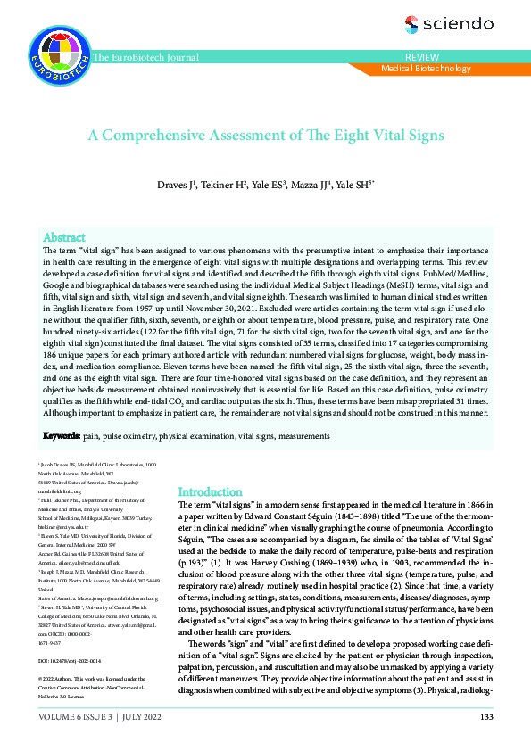 (PDF) A Comprehensive Assessment of The Eight Vital Signs