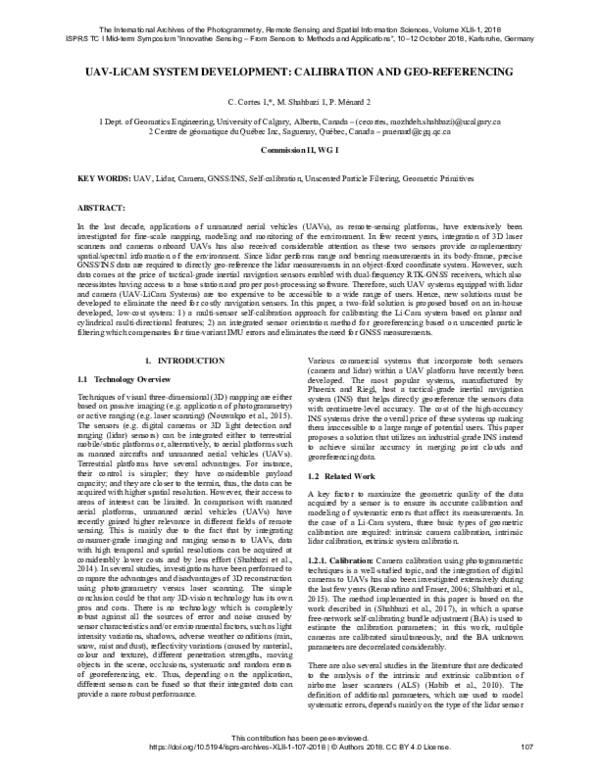 (PDF) UAV-LiCAM SYSTEM DEVELOPMENT: CALIBRATION AND GEO-REFERENCING