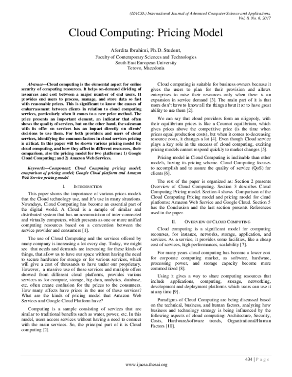 (PDF) Cloud Computing: Pricing Model