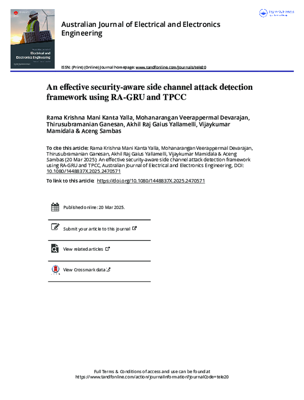 (PDF) An effective security-aware side channel attack detection framework using RA-GRU and TPCC