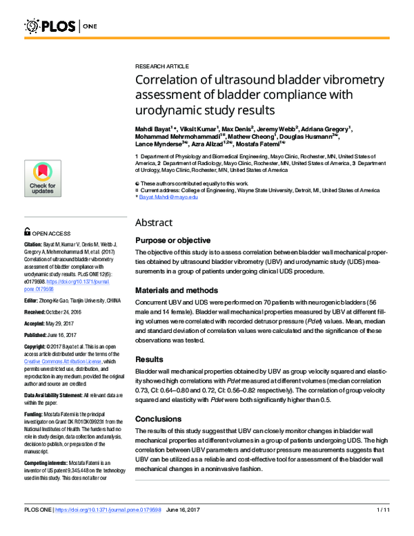 (PDF) Correlation of ultrasound bladder vibrometry assessment of bladder compliance with ...