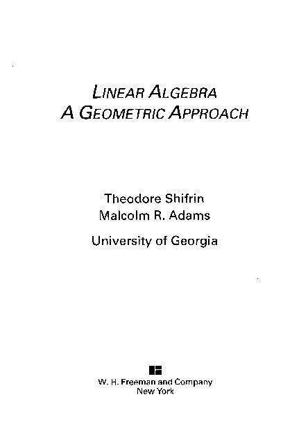 (PDF) Linear Algebra: A Geometric Approach