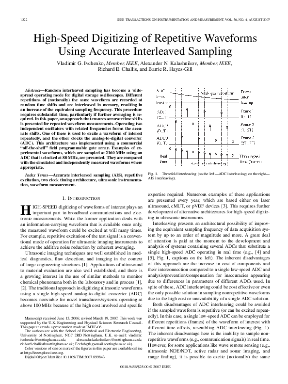 (PDF) High-Speed Digitizing of Repetitive Waveforms Using Accurate Interleaved Sampling