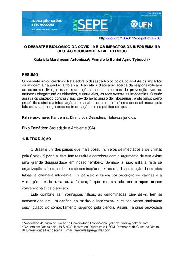 (PDF) O Desastre Biológico Da COVID-19 e Os Impactos Da Infodemia Na ...
