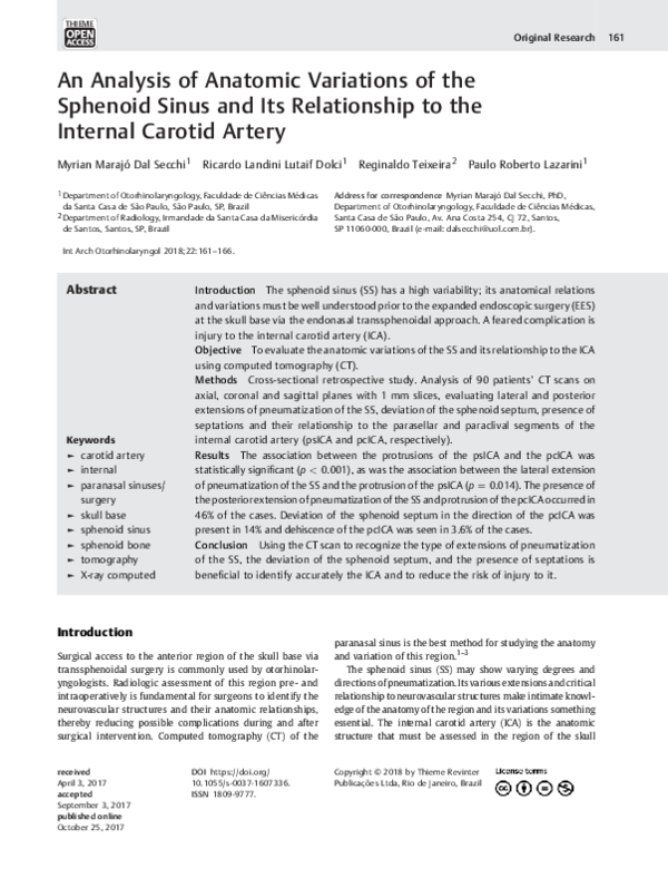 (PDF) An Analysis of Anatomic Variations of the Sphenoid Sinus and Its ...