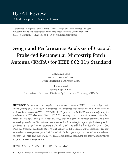Pdf Design And Performance Analysis Of Coaxial Probe Fed Rectangular
