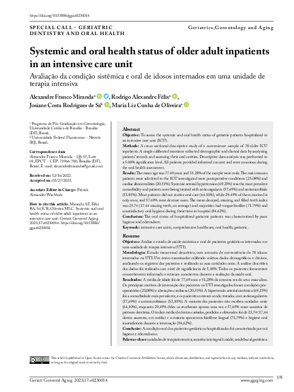 (PDF) Systemic and oral health status of older adult inpatients in an ...