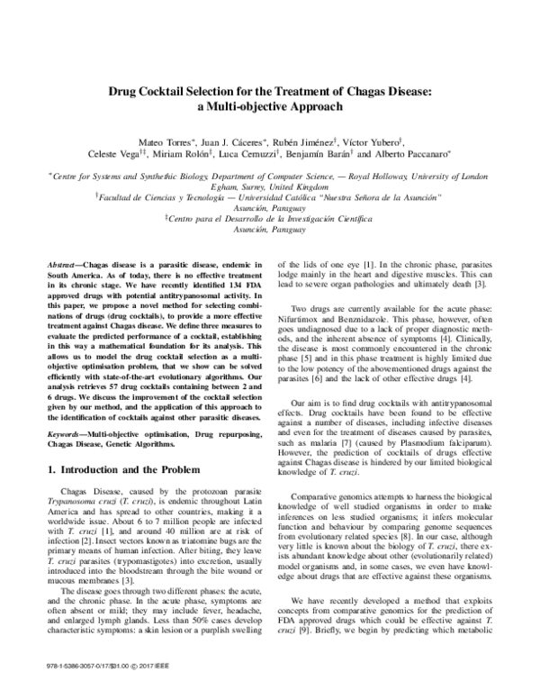 (PDF) Drug cocktail selection for the treatment of chagas disease: A ...