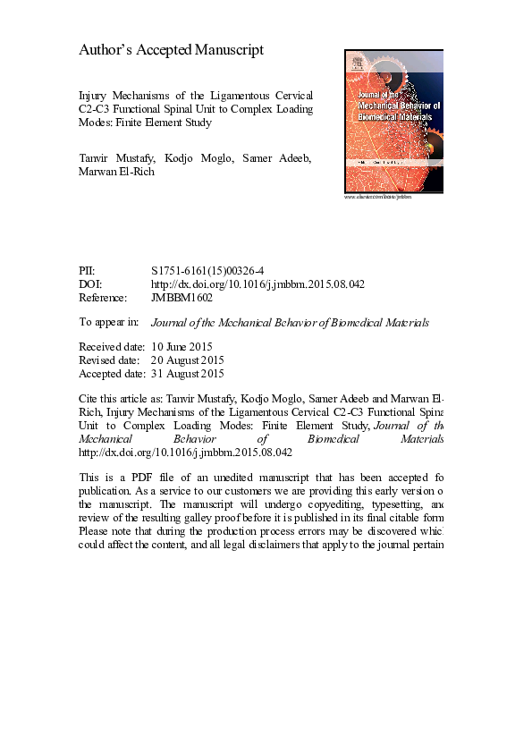 (PDF) Injury mechanisms of the ligamentous cervical C2-C3 Functional ...