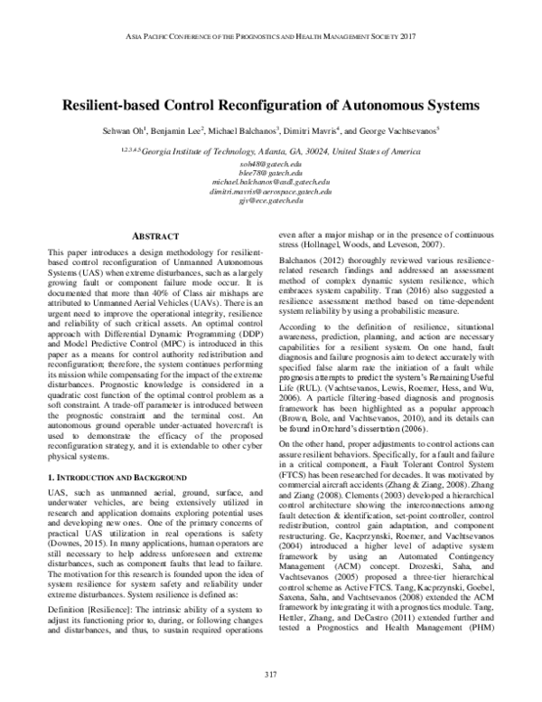 (PDF) Resilient-based Control Reconfiguration of Autonomous Systems