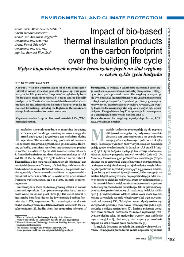 (PDF) Impact of bio-based thermal insulation products on the carbon ...