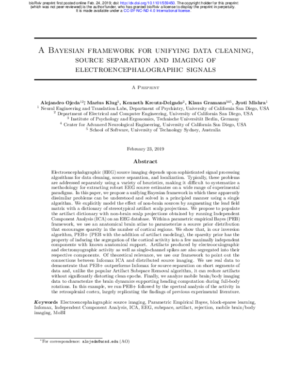 (PDF) A Bayesian framework for unifying data cleaning, source separation and imaging of ...