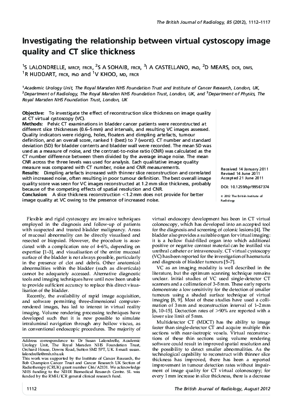 (PDF) Investigating the relationship between virtual cystoscopy image ...