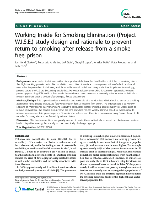 (PDF) Working Inside for Smoking Elimination (Project W.I.S.E.) study ...